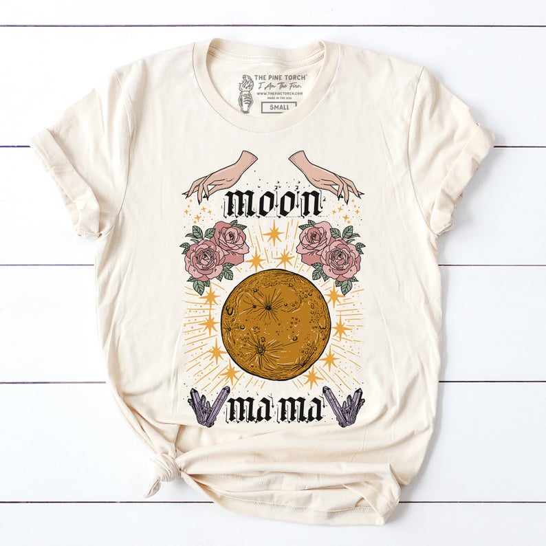 « MOON MAMA or MOON CHILD » CREAM UNISEX TEE | The Pine Torch